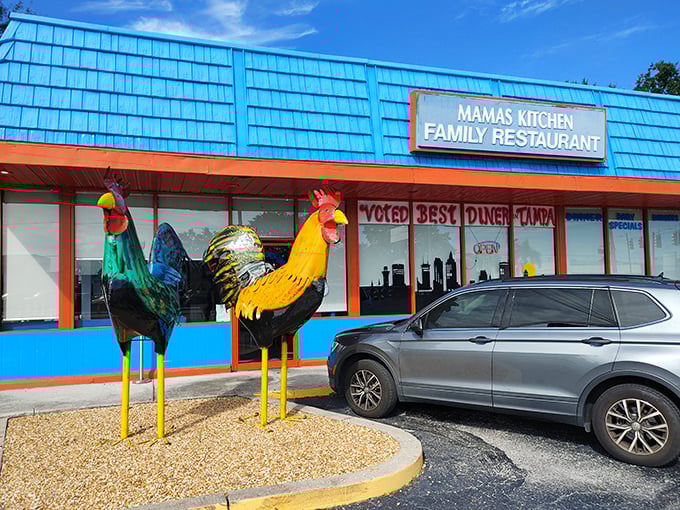 When even the parking lot art screams "comfort food paradise," you know you're in the right place.