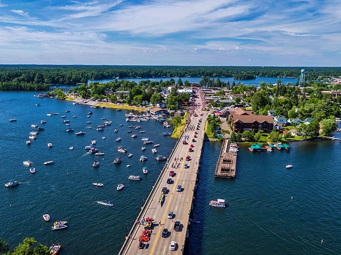 The bridge to Minocqua might as well be a time machine, transporting you to simpler days of boat parades and ice cream cones.