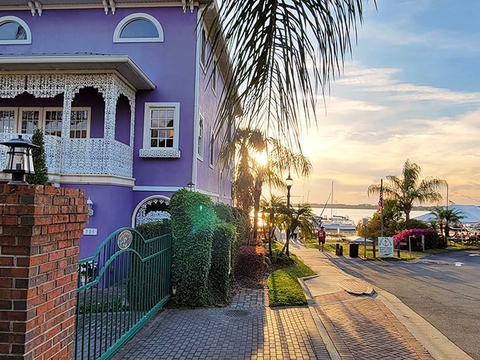 Purple perfection! This waterfront Victorian beauty captures Mount Dora's charm – where Florida decided to add a splash of New England.