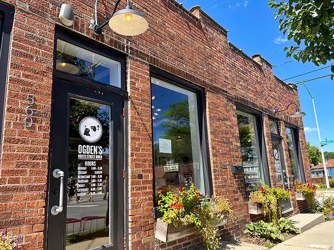 The brick exterior of Ogden's North Street Diner promises comfort food magic within. Those flower boxes aren't just for show—they're a preview of the care inside.