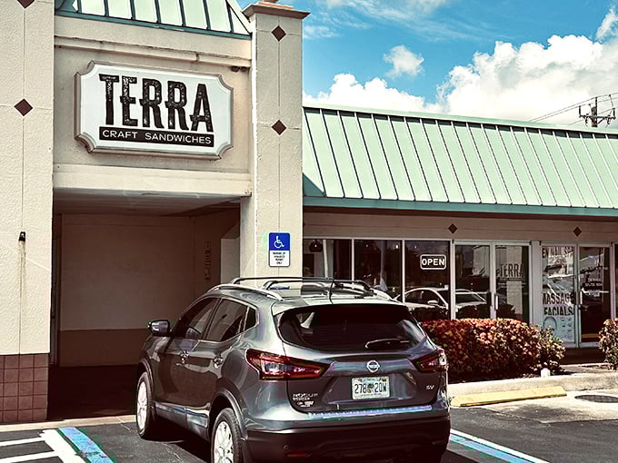 That green awning isn't just for show – it's like a beacon calling sandwich lovers to their happy place.