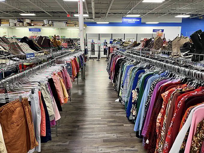Endless racks of colorful treasures stretch like a fashion lover's fever dream come true.