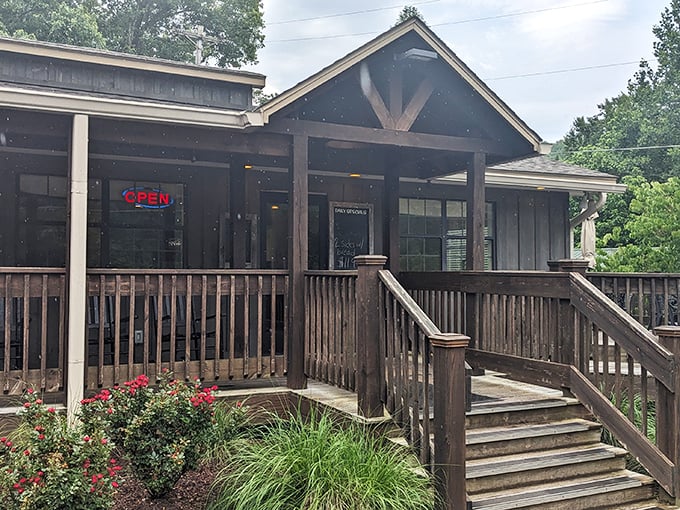 Rustic charm at its finest! Trish's wooden porch and cabin-style entrance practically whispers "come on in and stay awhile."