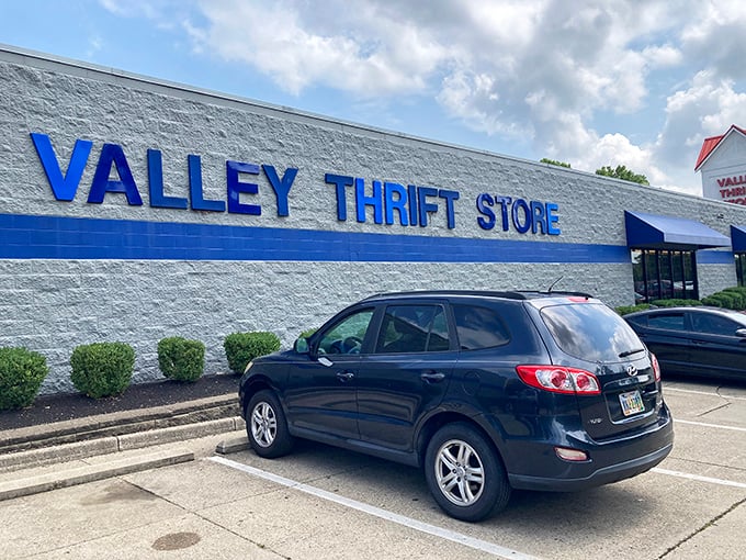 Blue awnings and clean lines make this Valley Thrift location look more like a boutique than a bargain hunter's dream.