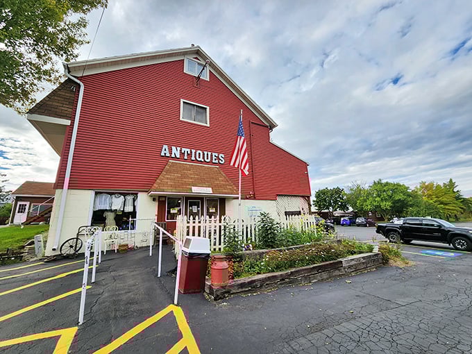 Americana at its finest! This bright red antique barn isn't hiding hay—it's hiding history and bargains galore.