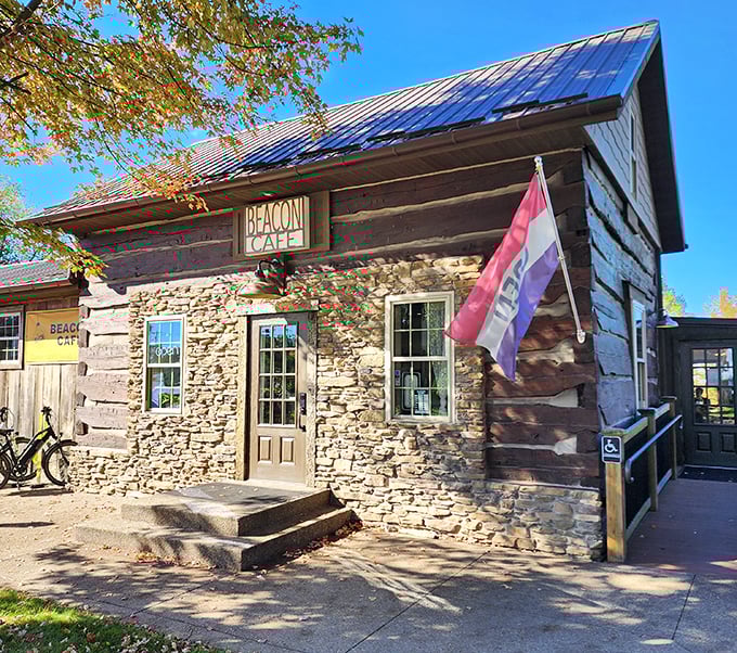 The Beacon Café isn't trying to be rustic—it actually is rustic. Log walls and stone foundations that have hosted conversations spanning generations.