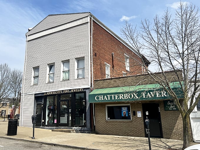 The Chatterbox Tavern sits unassumingly next to Ainsworth's Fine Jewelry, proving that in small towns, good food and sparkly things make the perfect neighbors.