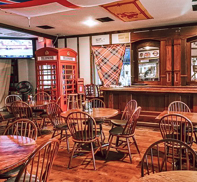 Step inside and you're transported across the Atlantic – those iconic red telephone booths aren't just for decoration, they're for Instagram glory!