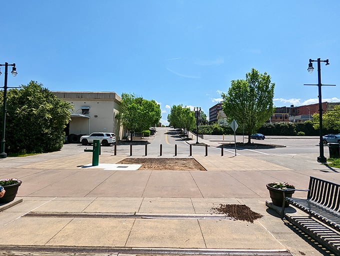 Even the parking areas in Maryville have a certain zen-like tranquility. No aggressive parking garage spirals here—just open sky and possibility.