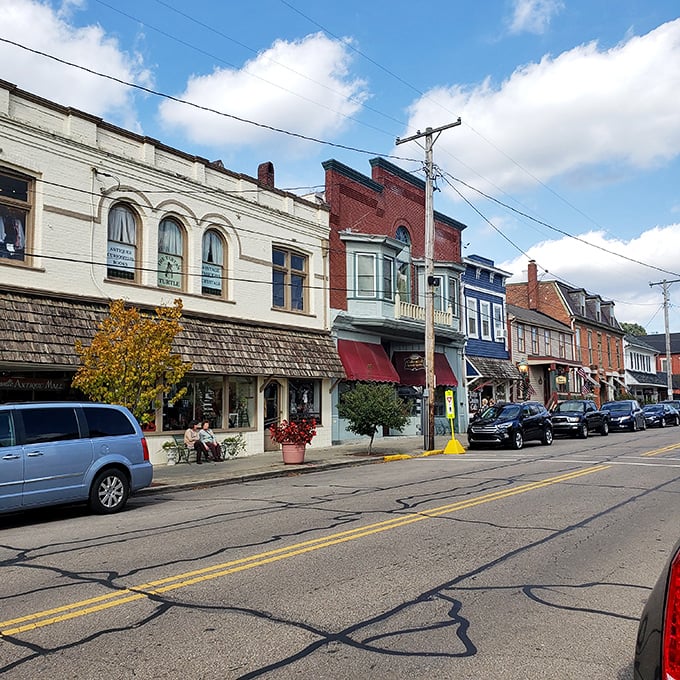 Autumn transforms downtown Waynesville into a Norman Rockwell painting come to life, complete with charming storefronts and blue-sky perfection.