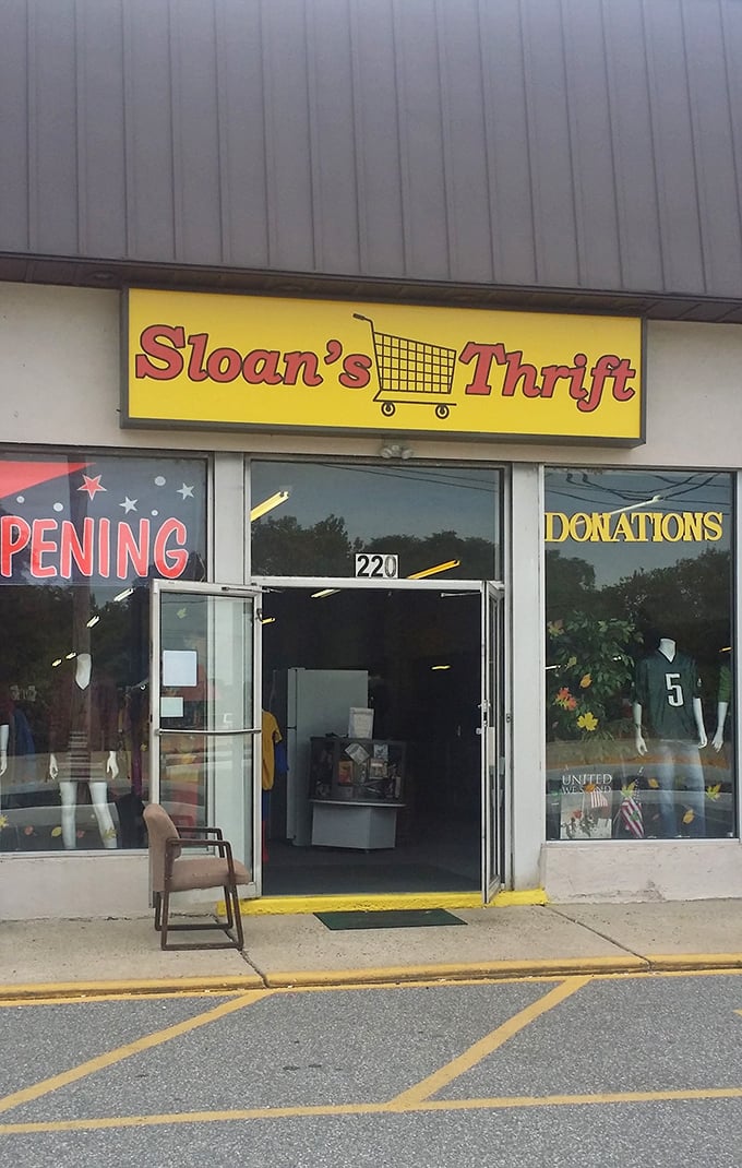 The cheerful yellow sign beckons bargain hunters like a lighthouse for the frugally fashionable. That shopping cart logo knows exactly what you're here for.