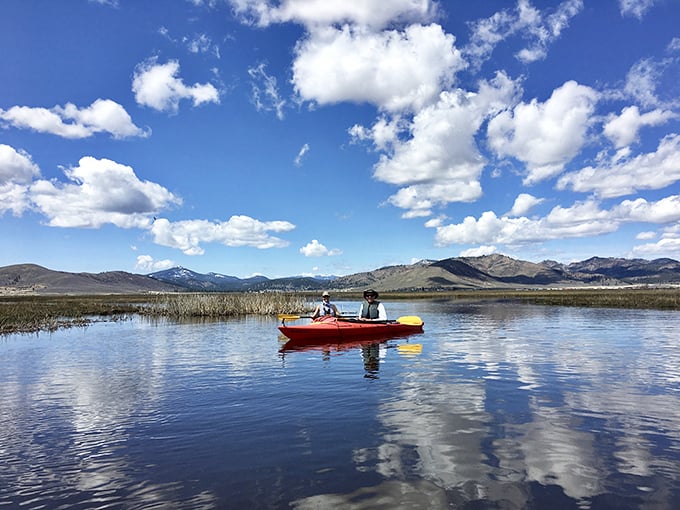 Nothing says "I've escaped civilization" quite like gliding across crystal waters with mountains as your Zoom background.
