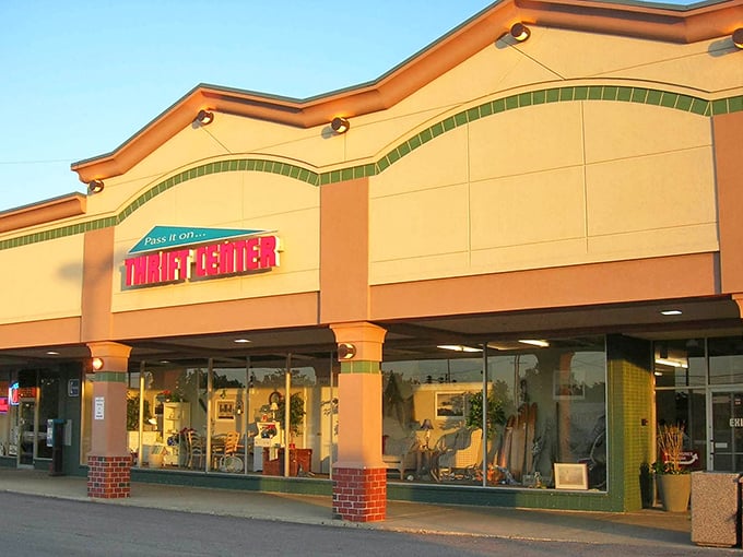 Behind these glass doors lies a wonderland where your grandmother's taste meets modern thrift store magic.