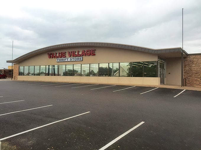 The curved architecture of Value Village's exterior hints at the treasure-filled universe waiting inside, where wallet-friendly adventures begin.