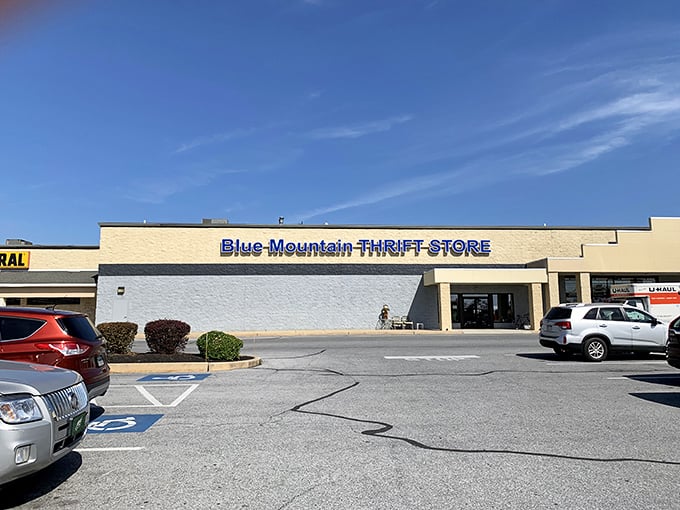 The unassuming exterior hides a wonderland of secondhand treasures within. Don't judge this book by its cover—or its parking lot.