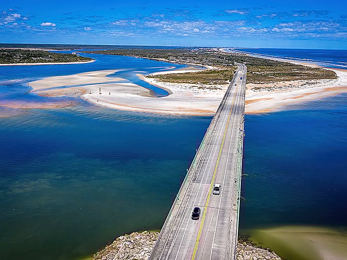 The kind of bridge that makes you wonder if you're driving to an island or floating to heaven.