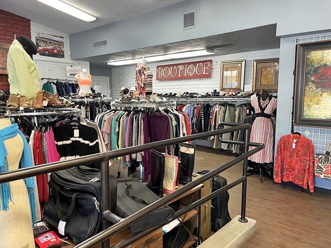 Step into the "Boutique" section, where carefully curated clothing awaits – proving one person's closet cleanout becomes another's fashion revelation.