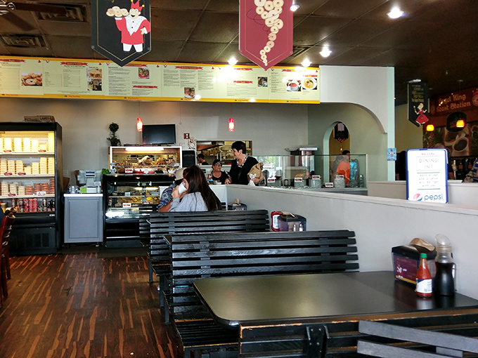 Inside, the no-frills interior keeps the focus where it belongs—on those magnificent bagels waiting behind the counter.