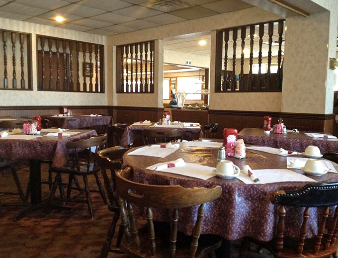 Step inside and time stands still – wooden dividers, patterned tablecloths, and that unmistakable diner ambiance that says "stay awhile, we've got stories to tell."