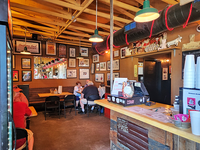 The wall of fame inside isn't just decoration – it's a visual history of barbecue devotion where every photo has a story.