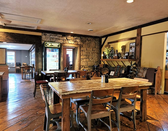 Inside, centuries-old wooden floors and stone walls create the perfect backdrop for culinary magic – like dining in a delicious history book.