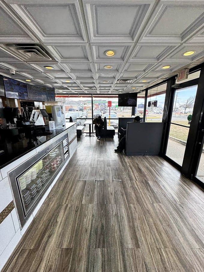 The modern, no-nonsense interior says, "We're not here for the fancy stuff—we're here for serious chicken business."