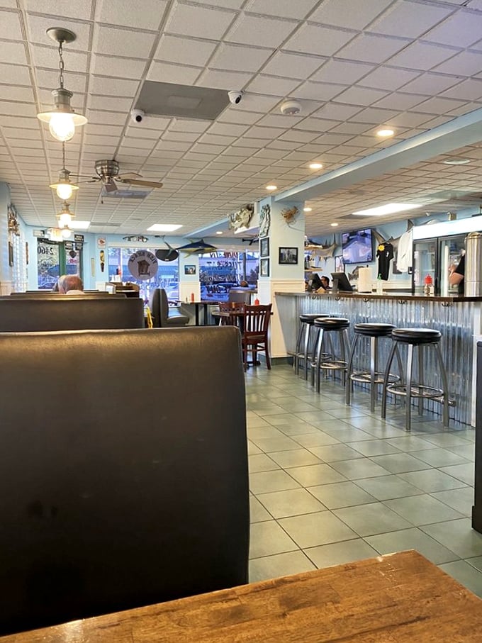 Step inside and you're greeted by that perfect blend of nautical charm and no-nonsense dining – where the focus is squarely on what matters: the food.