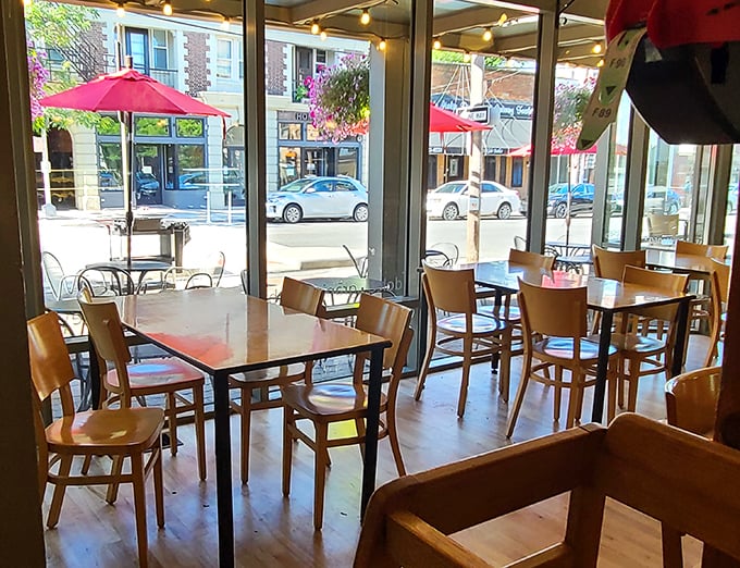Wooden chairs, natural light, and the promise of Italian delights – this dining area is where memories are made between bites.