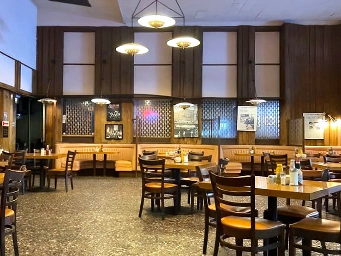Step inside and time travel to the mid-century—those golden booths have cradled the posteriors of everyone from neighborhood regulars to Hollywood royalty.