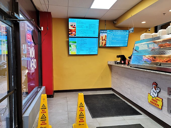 Step inside and leave pretension at the door. This no-frills interior with its bright yellow walls promises one thing: food that speaks louder than décor.