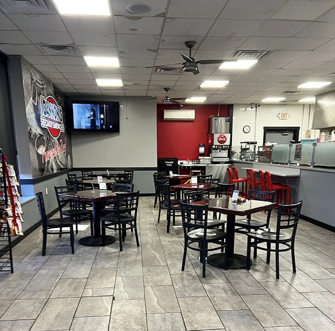 No-frills dining at its finest—where the tables are simple, the chairs are sturdy, and all the drama is saved for what's on your plate.