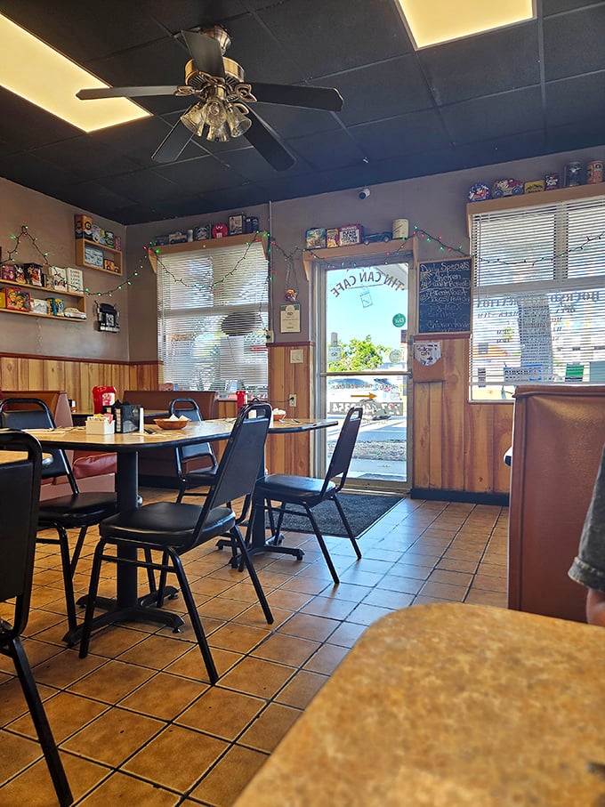 Inside, wood-paneled walls and simple furnishings create that rare atmosphere where comfort trumps pretension. This is breakfast without the air quotes.