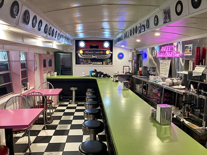 Step inside and time travel back to the golden age of diners—complete with vinyl stools, checkered floors, and a counter that's witnessed decades of coffee conversations.