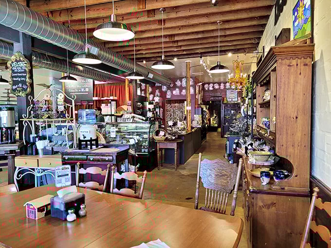 Step inside and you're greeted by that magical trifecta: exposed wooden beams, pendant lighting, and the unmistakable aroma of things baking to perfection.