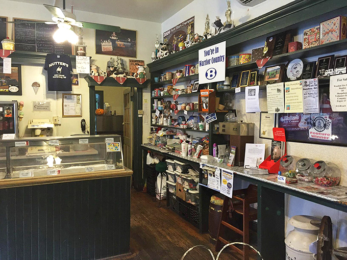 Inside Nutter's, every shelf tells a story. It's like your grandmother's living room, if your grandmother were obsessed with ice cream memorabilia.