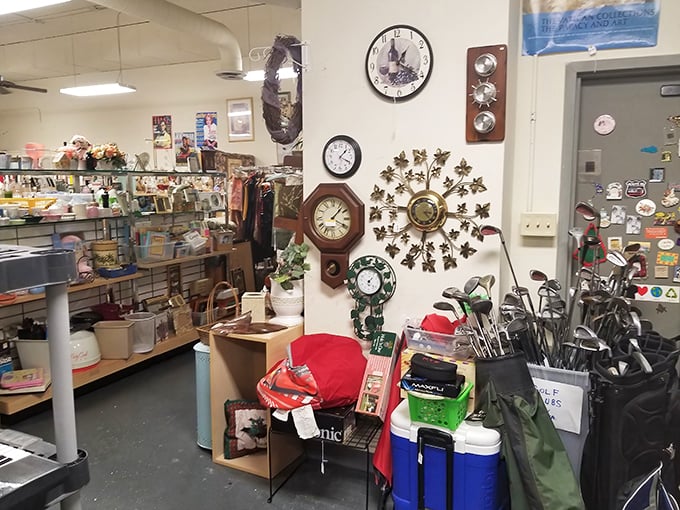 Wall clocks that tell more than time—they tell stories. This corner showcases the delightful hodgepodge of treasures awaiting discovery throughout the store.