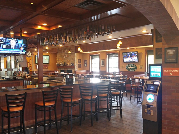 Where sports fans and foodies find common ground. The warm wood tones and strategically placed TVs create that "everybody knows your name" vibe.
