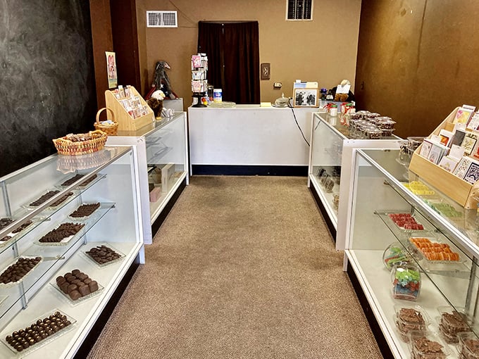 Step inside and prepare for decision paralysis – these glass display cases are where willpower comes to surrender in the most delightful way.
