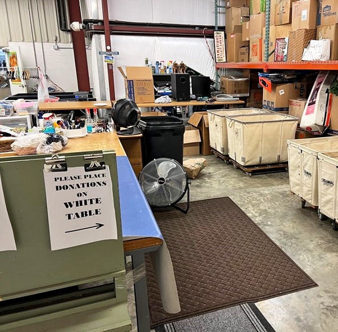 Behind the scenes magic: where donations transform into treasures. Every item here has a past life and is ready for its sequel.