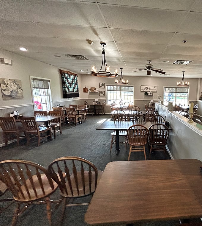 Step inside to a world where Windsor chairs and warm wood tones create the perfect backdrop for the food memories you're about to make.