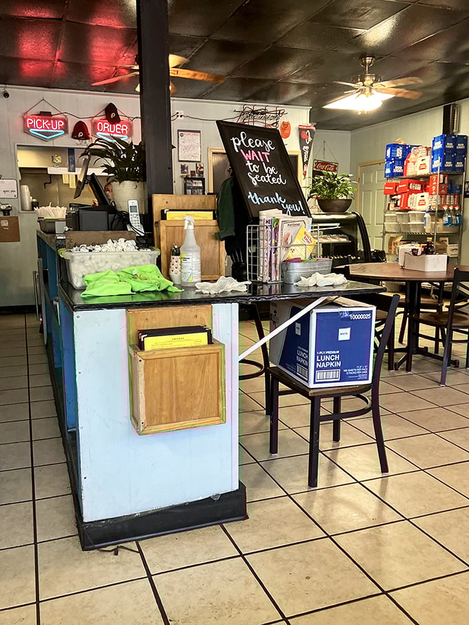 "Please wait to be seated" – three words that signal you're about to experience something worth the pause. Simple hospitality in action.