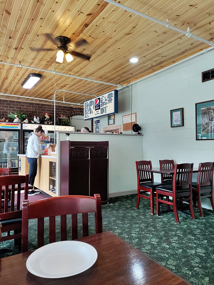 Warm wooden ceilings and simple furnishings create the perfect backdrop for chicken that doesn't need fancy surroundings to shine.