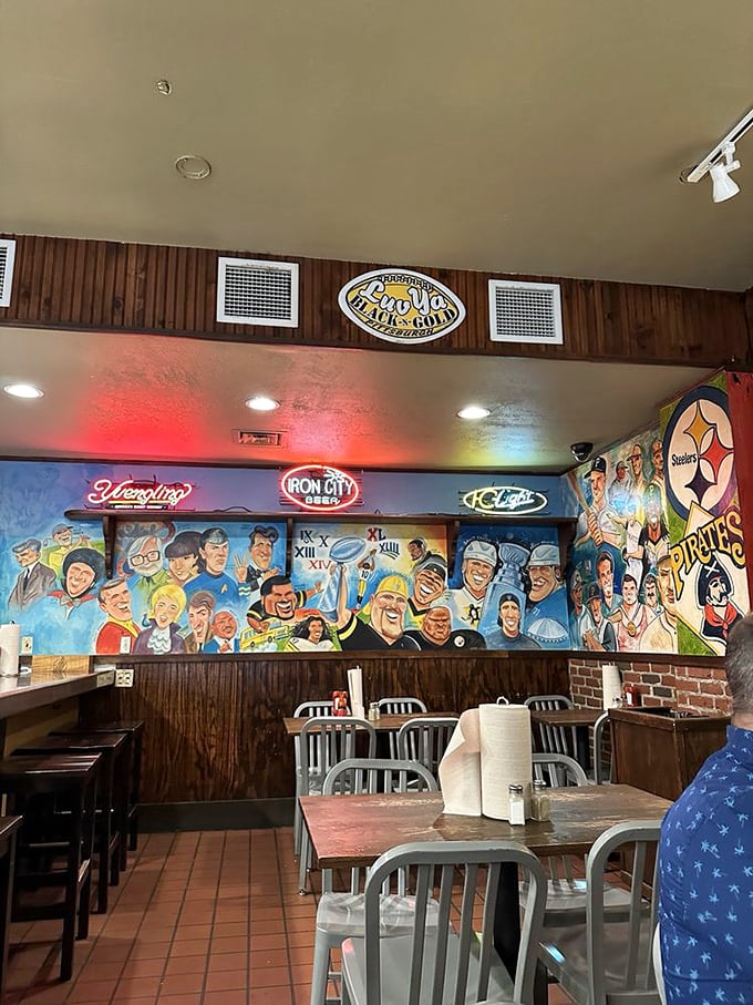 Where sports heroes watch over your meal and wood paneling tells stories better than any history book ever could.