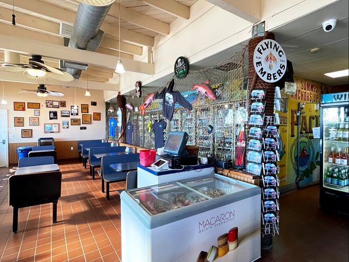 Inside, fishing nets and maritime memorabilia create that authentic seafood shack vibe no corporate designer could ever replicate.