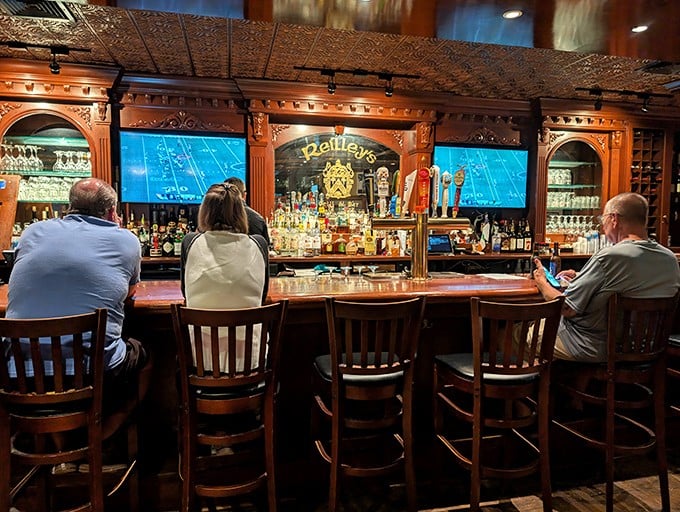 The bar at Reilley's isn't just a place to drink—it's a front-row seat to craftsmanship, camaraderie, and the occasional sports triumph.