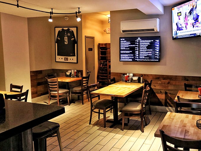 Clean, unfussy interior where the food does all the talking – loudly.