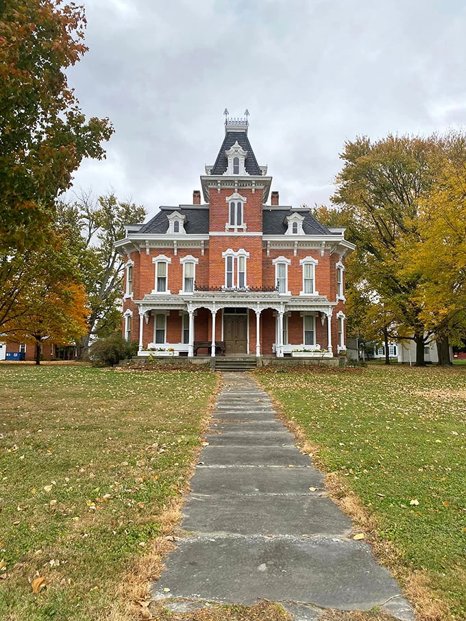 The John Wright Mansion isn't just architectural eye candy—it's a Victorian time machine surrounded by autumn's golden embrace.