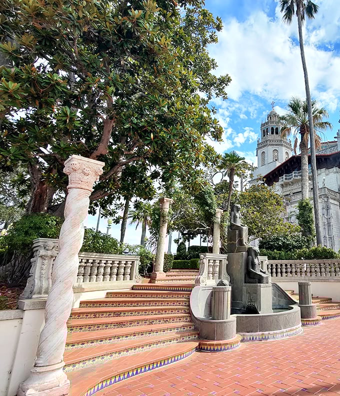 Spiral columns and ornate staircases lead visitors upward—both literally and metaphorically—into a world where no expense was spared and imagination knew no bounds.