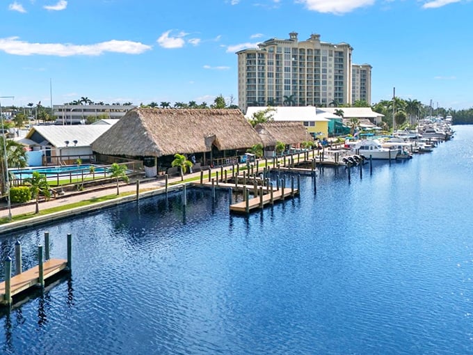 Waterfront living without the South Beach prices—tiki huts, boat slips, and Florida blues that don't require a hedge fund manager's salary.