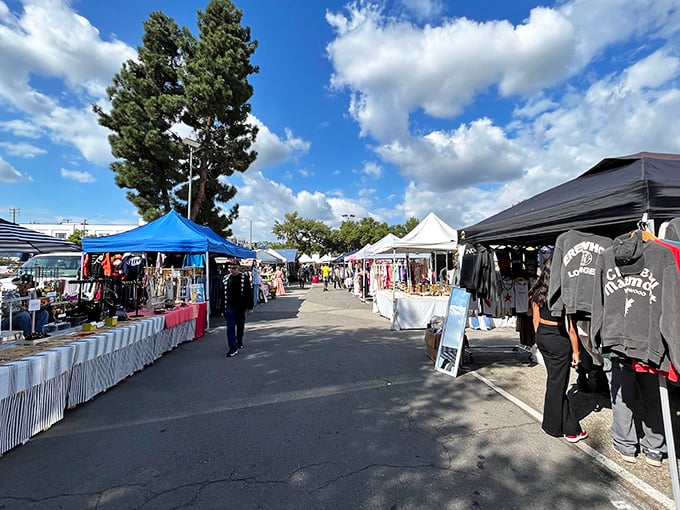 Under California's impossibly blue skies, white tents create a temporary neighborhood of curiosities. The perfect backdrop for discovering your next conversation piece.